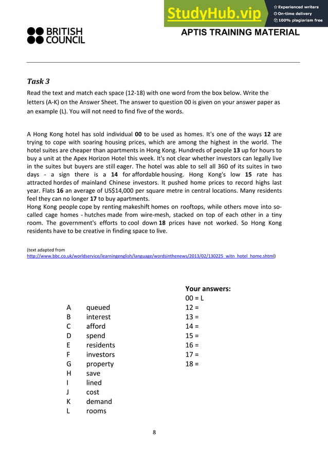 APTIS TRAINING MATERIAL | PDF