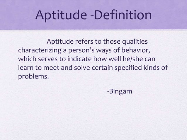 STANDERDIZED TOOL FOR APTITUDE TEST PPT. | PPT