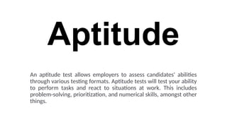 Aptitude. For data analytics b.tech cse Data science | PPTX