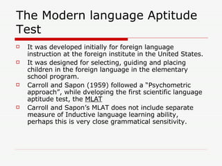 Aptitude As In Individual Difference In Sla 2 | PPT