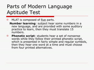Aptitude As In Individual Difference In Sla 2 | PPT