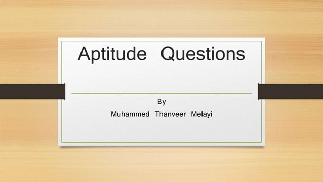 Aptitude Questions-2 | PPT