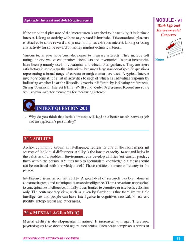 Aptitude, interest and job requirment | PDF