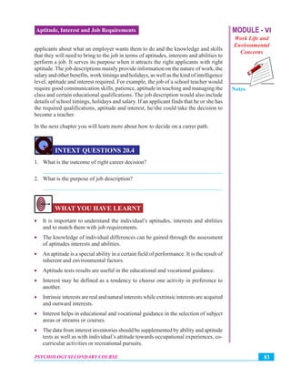 Aptitude, interest and job requirment | PDF