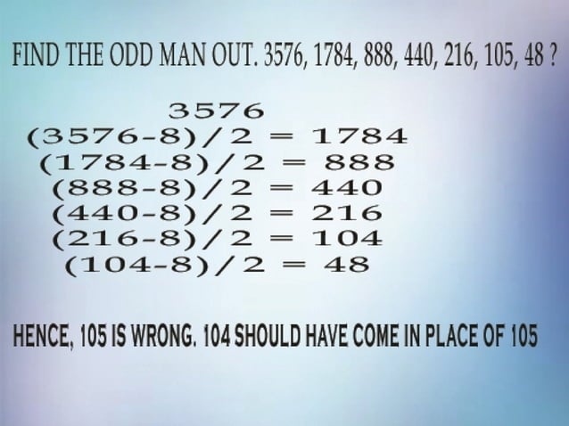 Aptitude preparation odd man out series | PPT