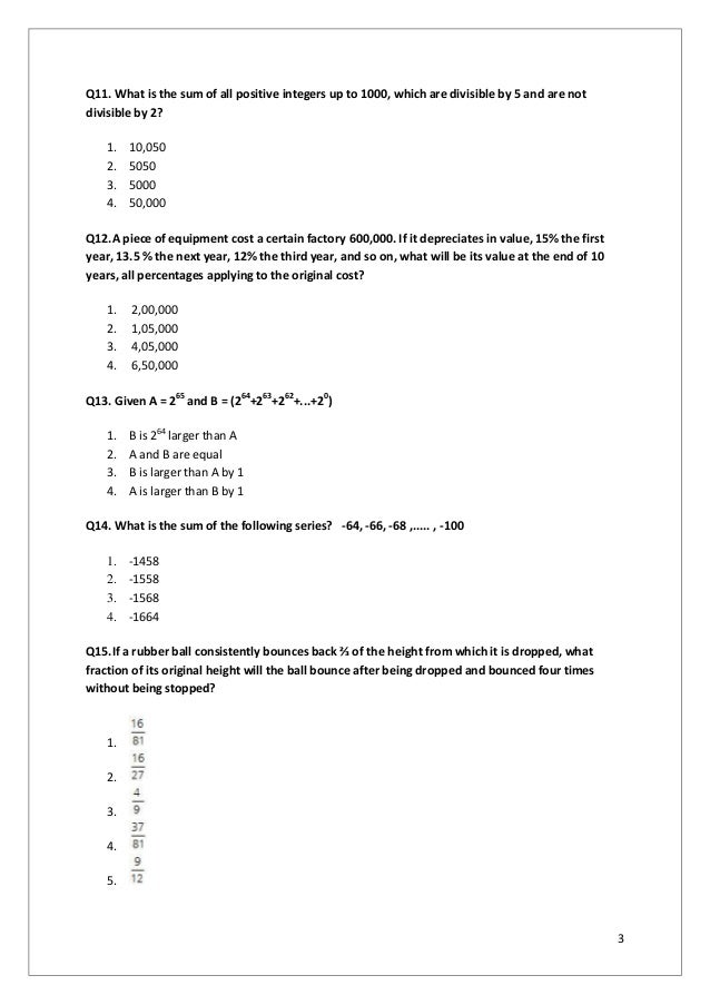 Aptitude question paper