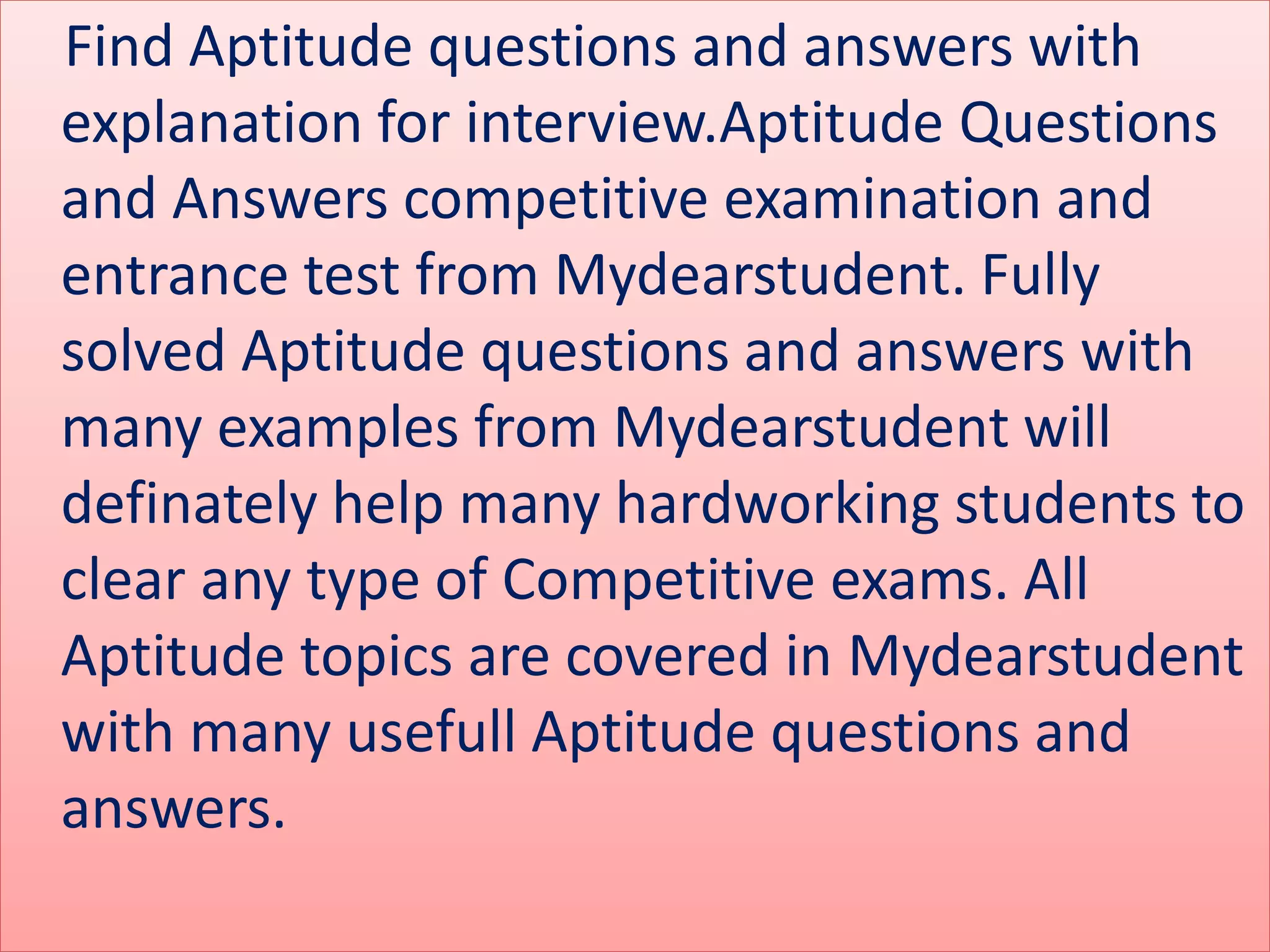Aptitude questions and answers | PDF