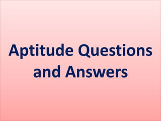 Aptitude questions and answers | PDF
