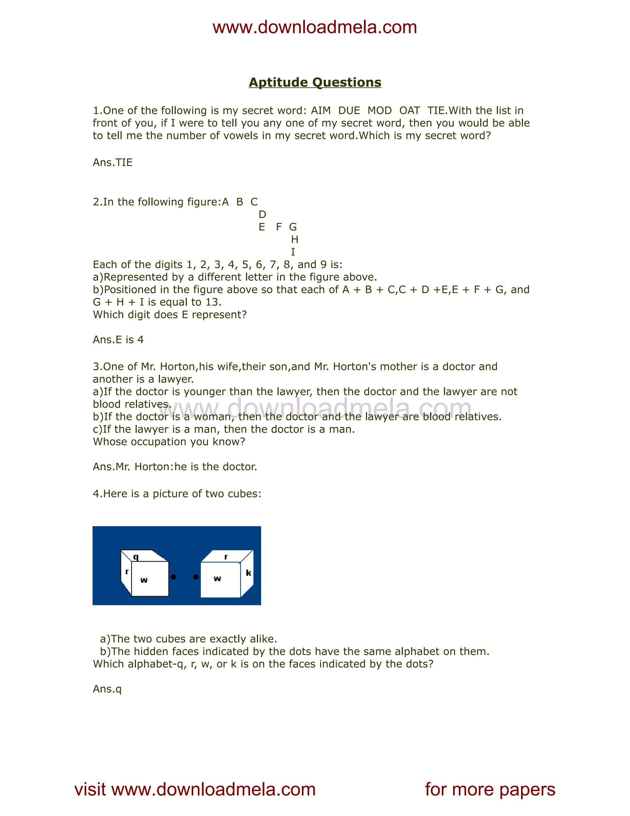 Aptitude sample questions | PDF