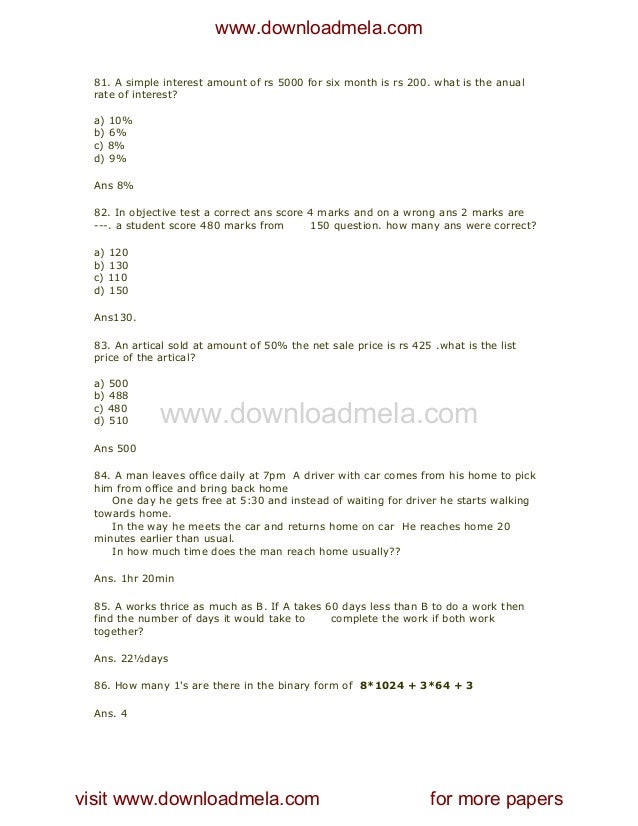 Aptitude sample questions