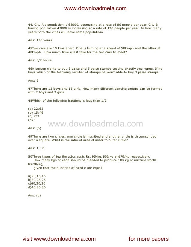 Aptitude sample questions