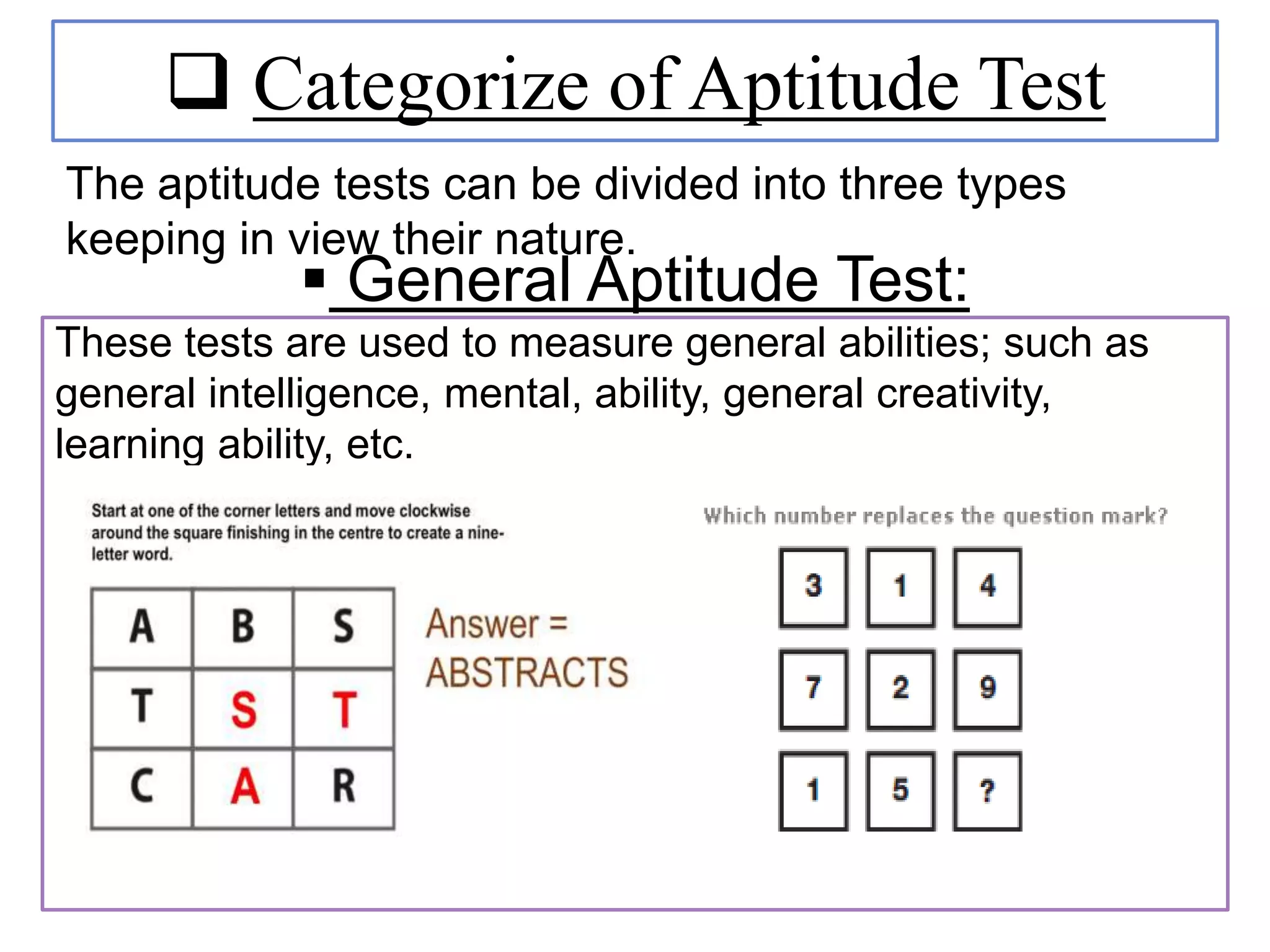 Aptitude (Test) and their Nature and Characteristics | PPTX