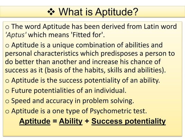 Aptitude (Test) and their Nature and Characteristics | PPTX ...