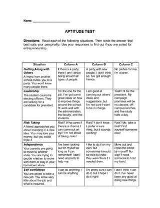 Aptitude Test | DOCX