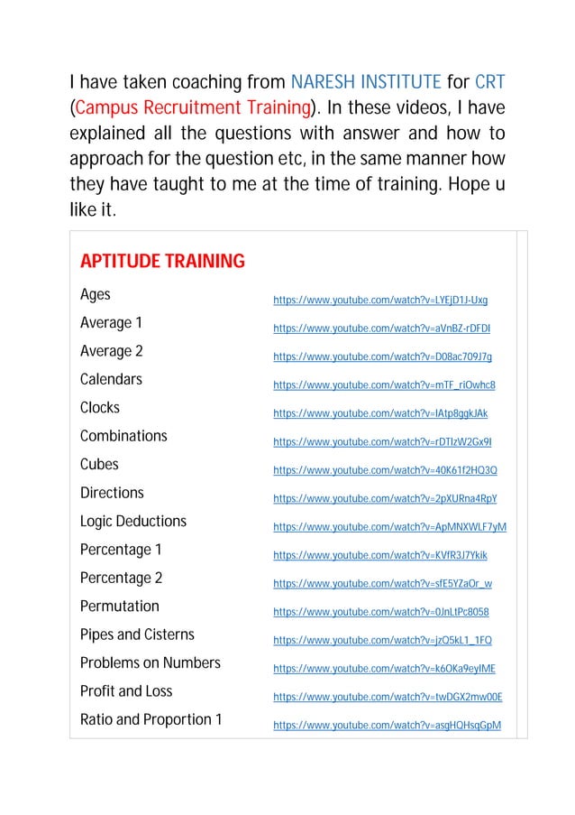 Aptitude training | PDF