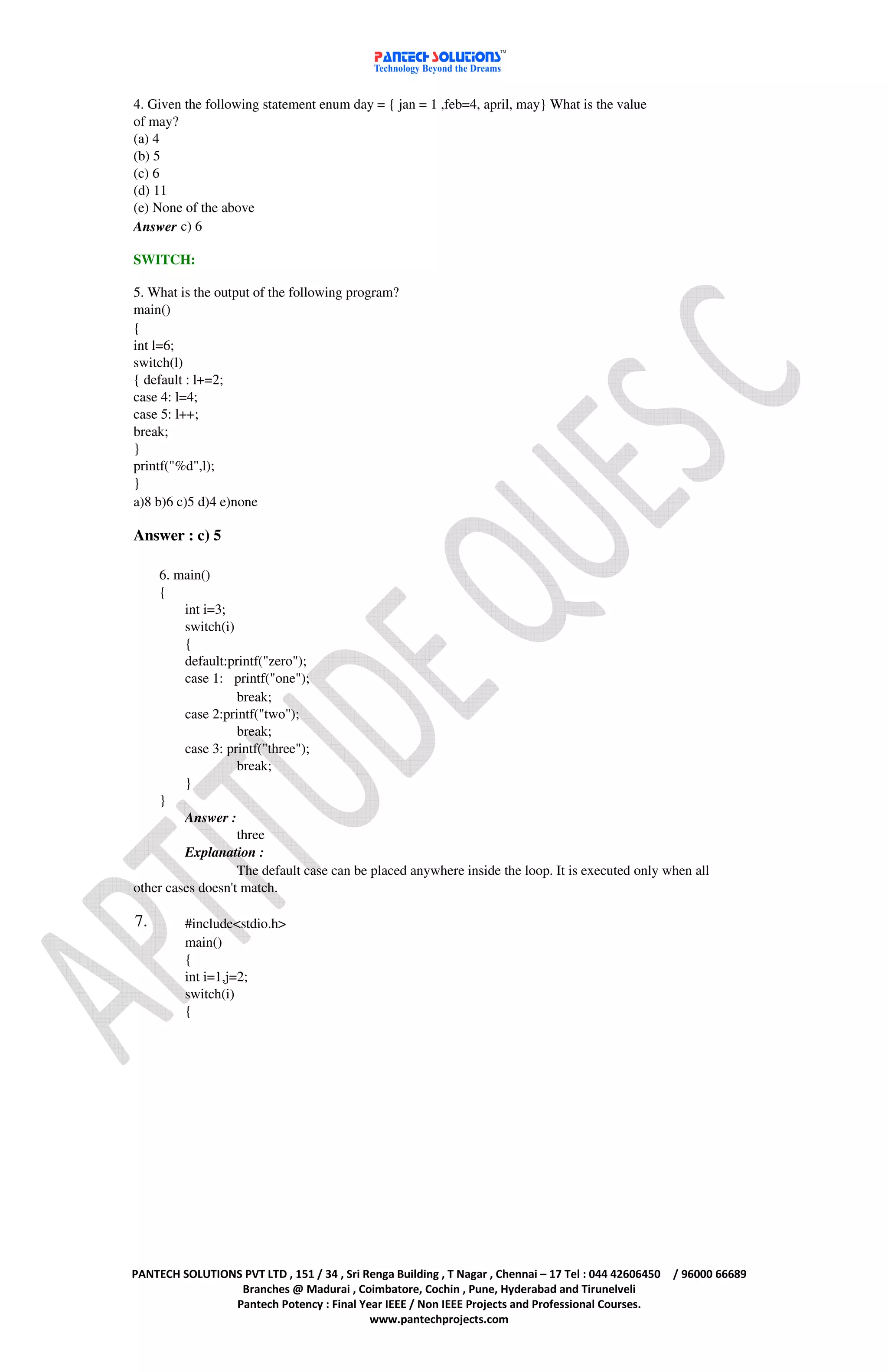 Aptitute question papers in c | PDF | Programming Languages | Computing