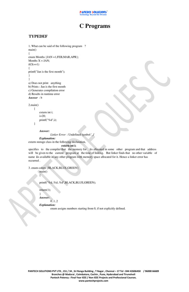 Aptitute question papers in c | PDF | Programming Languages | Computing