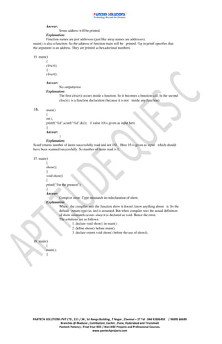 Aptitute question papers in c | PDF | Programming Languages | Computing