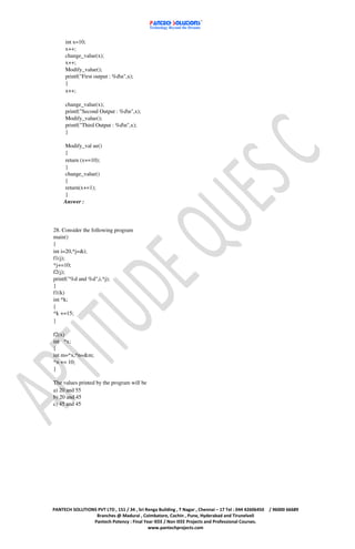 Aptitute question papers in c | PDF | Programming Languages | Computing