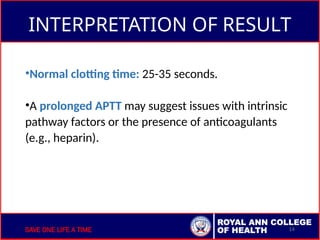 APPT- Activated Partial Thromboplastin Test | PPTX
