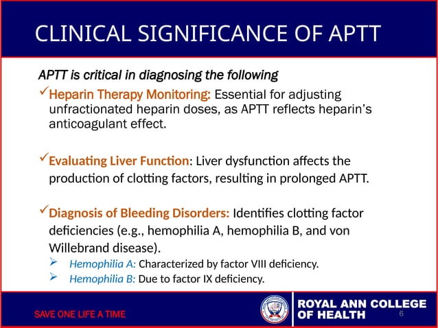 APPT- Activated Partial Thromboplastin Test | PPTX