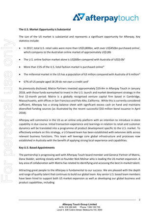 Afterpay US Launch | PDF