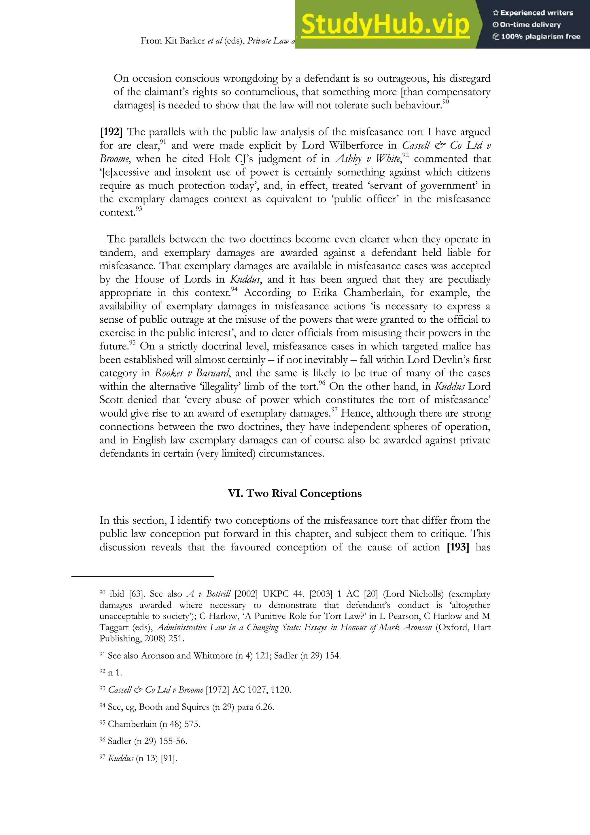 A Public Law Tort Understanding Misfeasance In Public Office | PDF