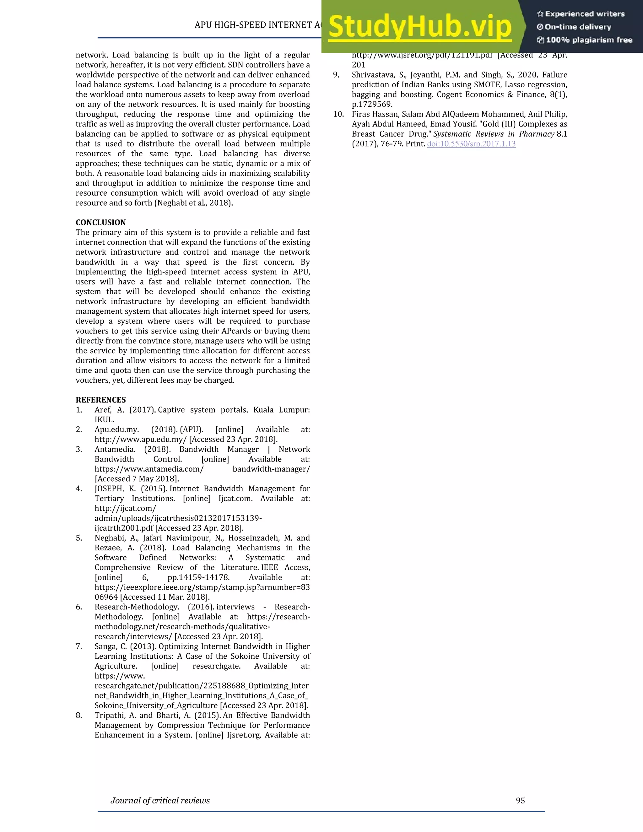 APU HIGH-SPEED INTERNET ACCESS A LITERATURE REVIEW | PDF