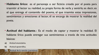 APUNTE actitud lirica enunciativa apostrofica y carminica | PPT