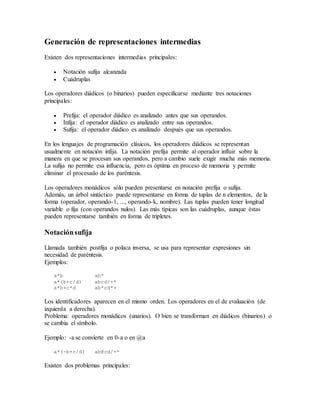 Apuntes generación de codigo intermedio | DOCX
