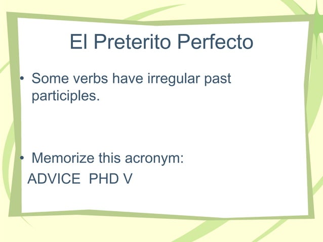 Apuntes preterito perfect | PPT | Food & Drink