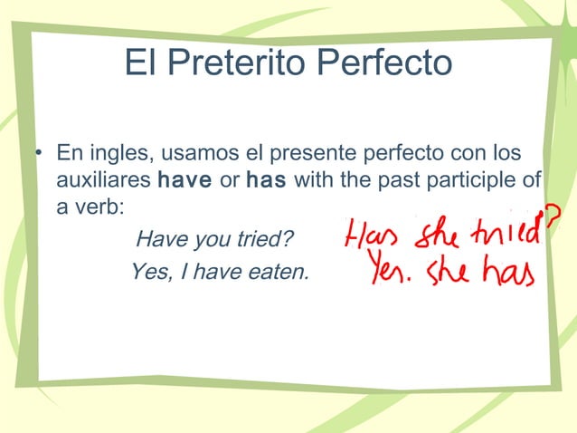 Apuntes preterito perfect | PPT | Food & Drink