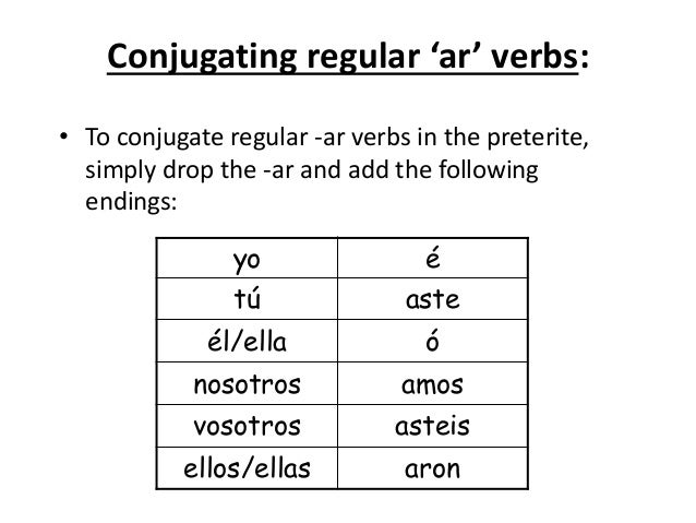 Apuntes preterito verbos ar