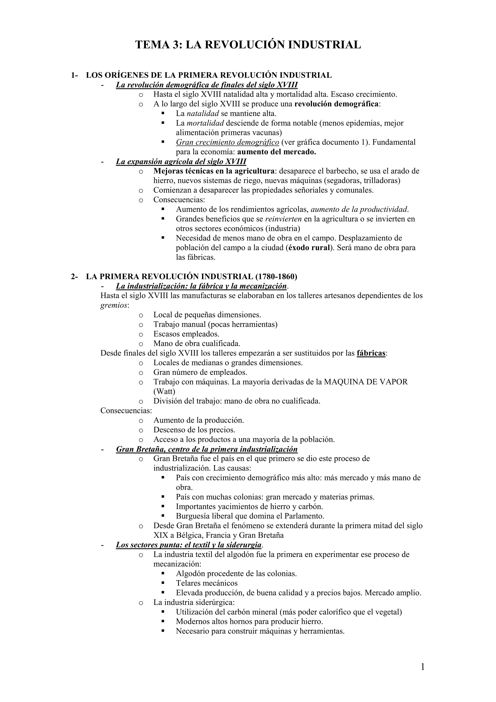 Apuntes revolucion industrial y movimiento obrero | PDF