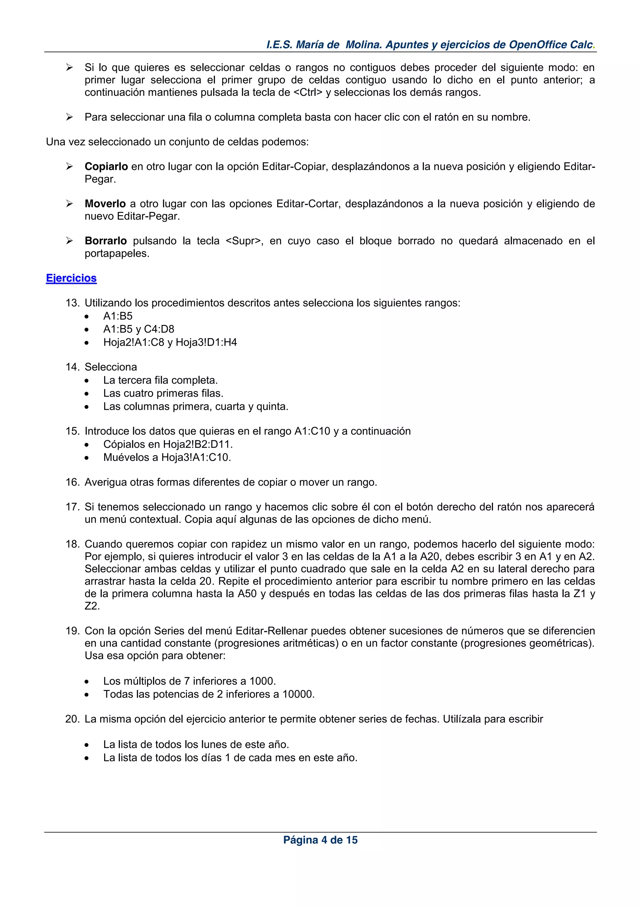 Apuntes y ejercicios sobre calc | PDF