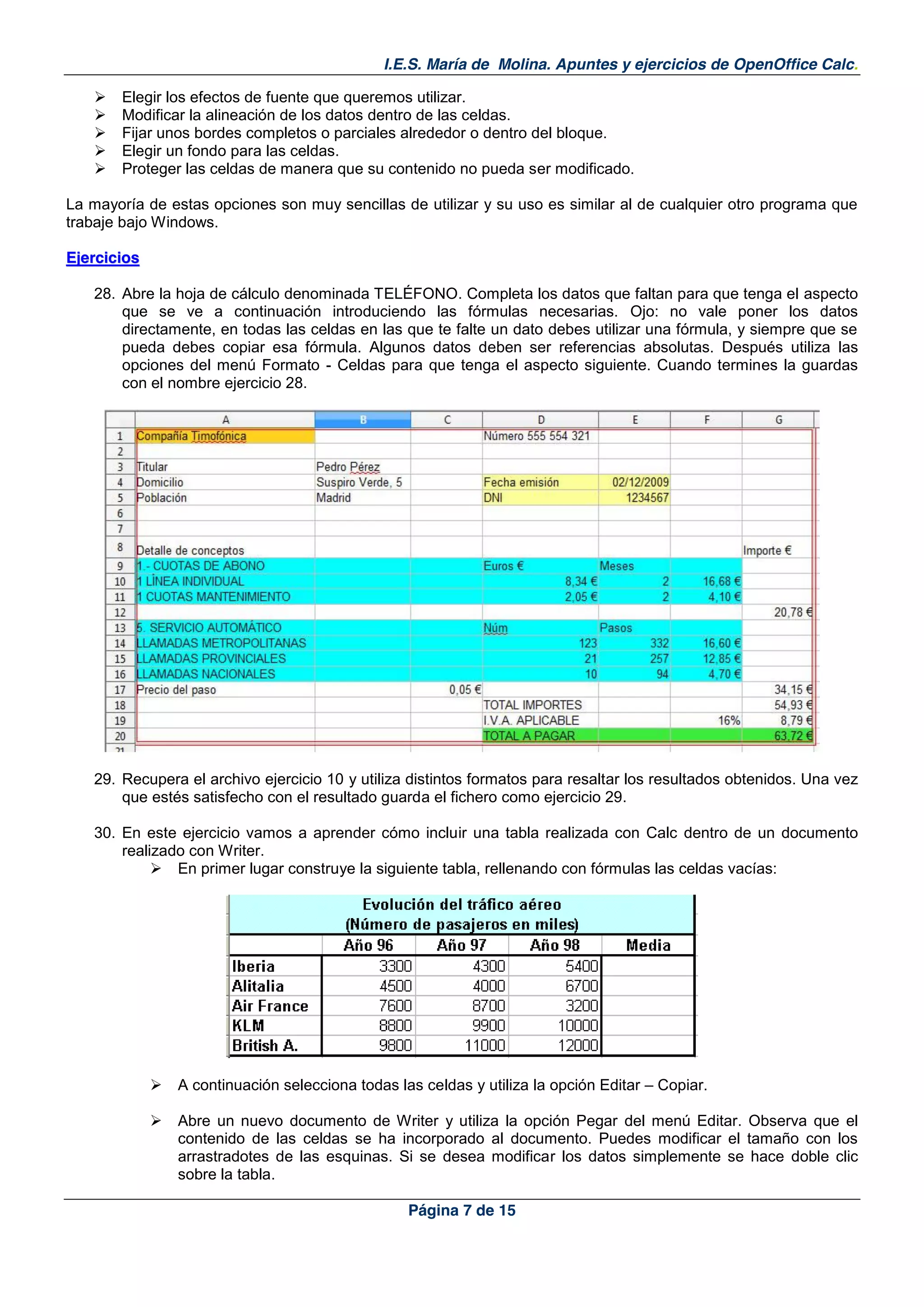 Apuntes y ejercicios sobre calc | PDF