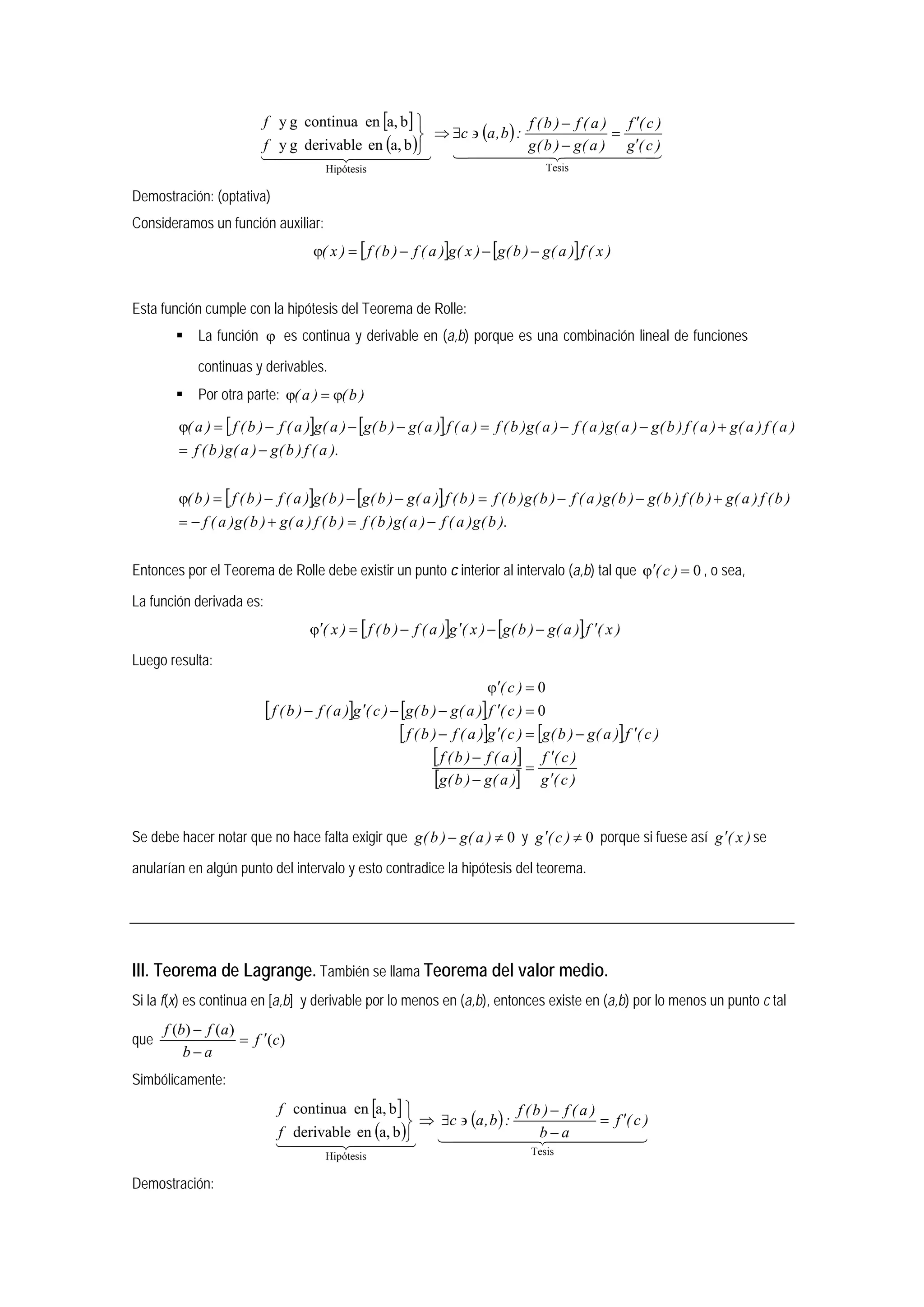 TEOREMA DE LAS FUNCIONES DERIVABLES. | PDF