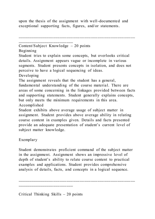 Apus assignment rubric lower level undergraduate 300 400 courses | DOCX