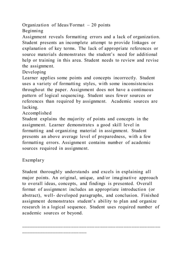 Apus assignment rubric lower level undergraduate 300 400 courses | DOCX