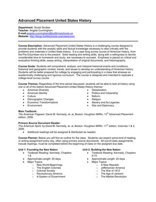 Advanced Placement Syllabus