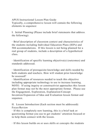 APUS Instructional Lesson Plan GuideTypically, a comprehensive l.docx ...