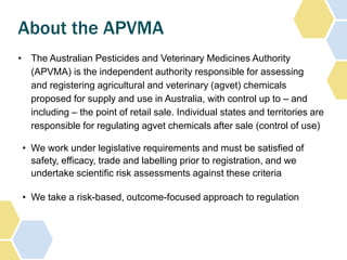 APVMA outcome-focussed approach to data requirements to support ...