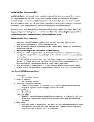 APWA FL & the FL Local Government Coalition - Local Works! | PDF