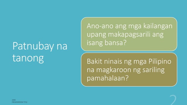 ang pagsusumikap ng mga pilipino tungo sa nasasariling pamayanan | PPT