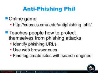 Anti-Phishing Phil: The Design and Evaluation of a Game That Teaches ...