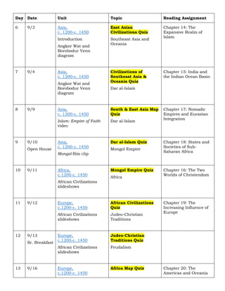 Ap world fall 2019 schedule | PDF