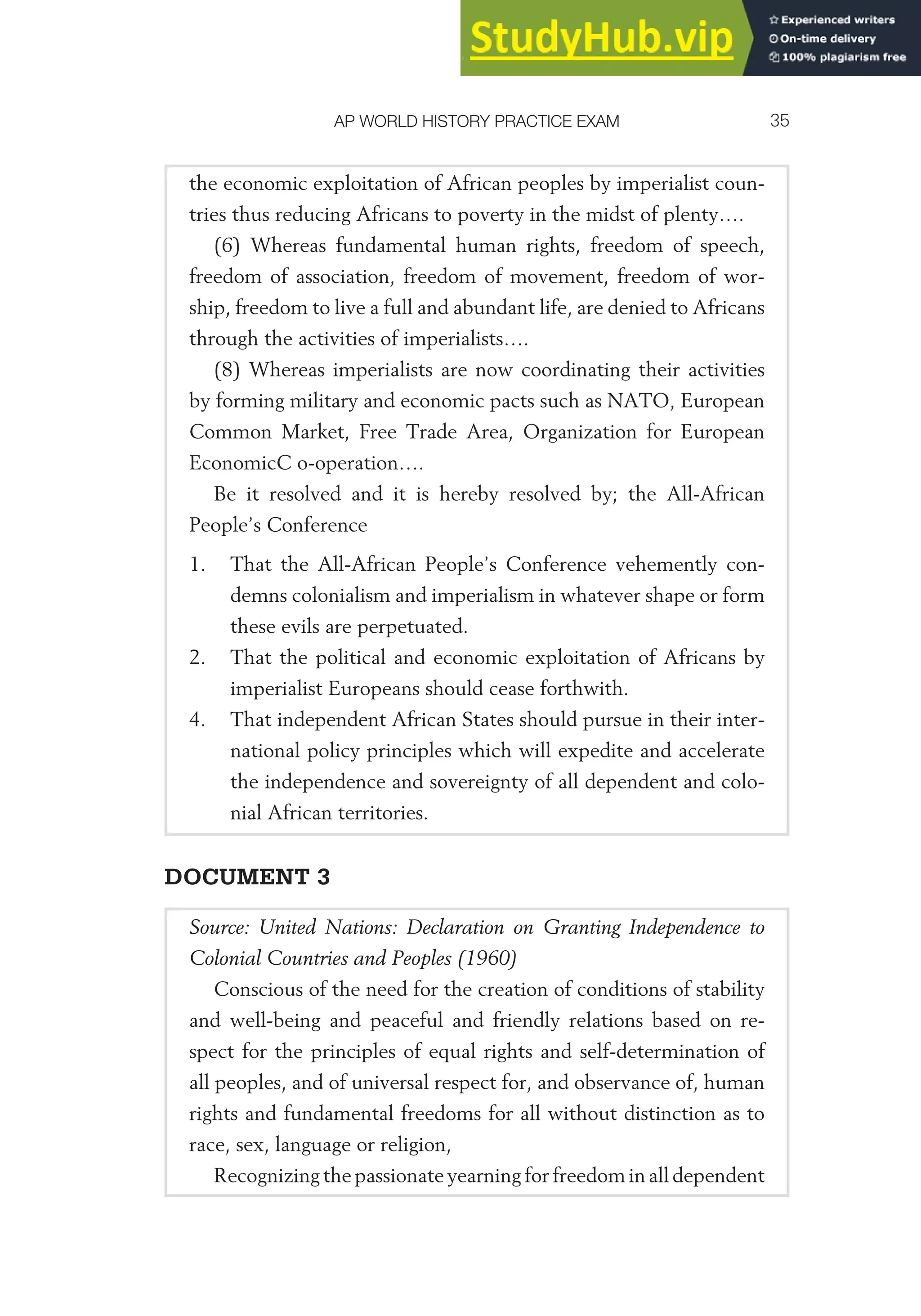 AP World History Practice Exam Section I Multiple-Choice Questions ...