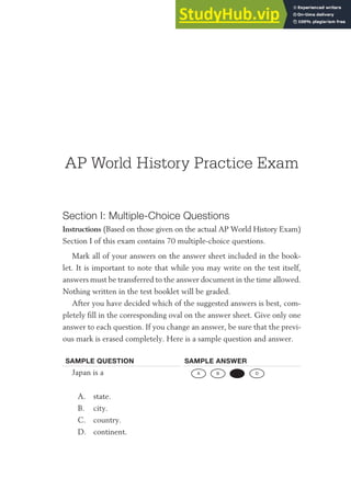 AP World History Practice Exam Section I Multiple-Choice Questions ...