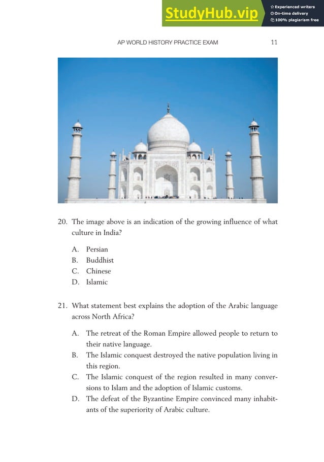 AP World History Practice Exam Section I Multiple-Choice Questions ...
