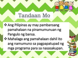 Ap y3 aralin 1 ang pambansang pamahalaan at kapangyarihan ng sangay ...